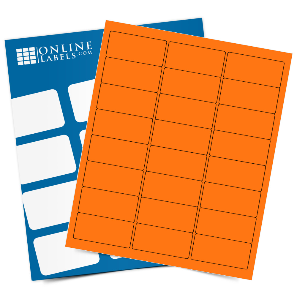 63.5mm x 33.9mm Labels - Fluorescent Matt Orange Labels - A4 Sheet ...
